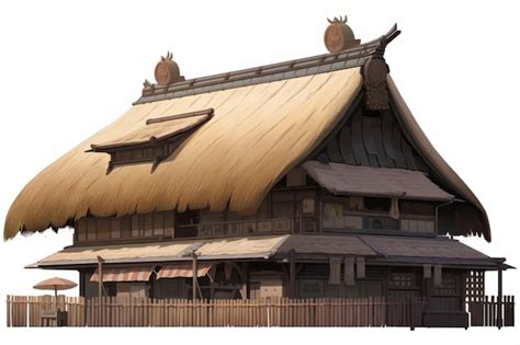 Premium Ai Image A Thatched Roof Isolated Background Hyper Realistic