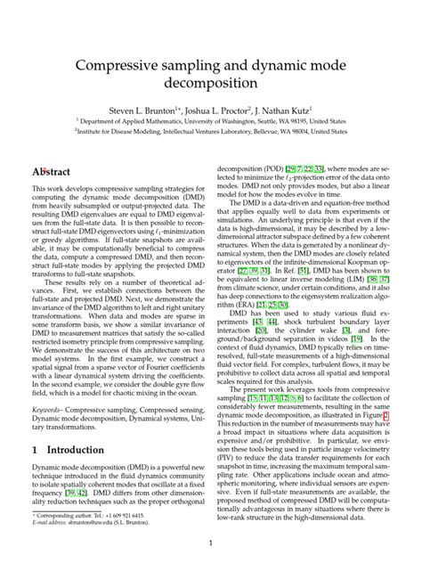 Compressive Sampling And Dynamic Mode Decomposition Pdf Eigenvalues