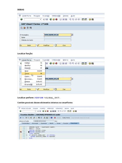 Como Debugar E Comparar Versão Do Smartforms Pdf
