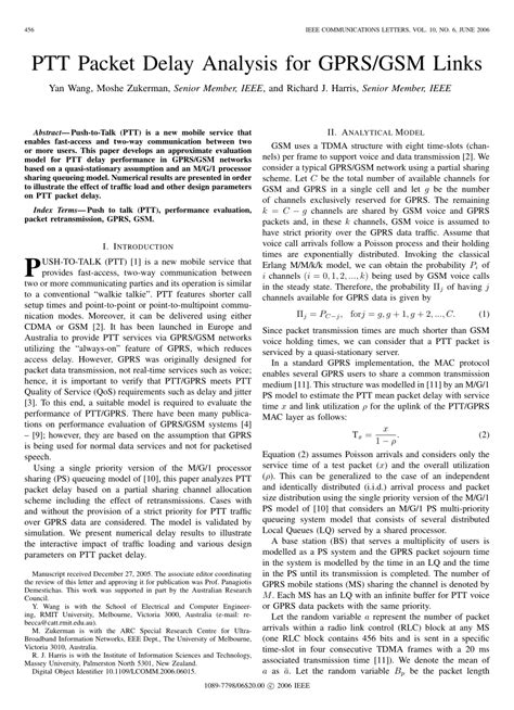 Pdf Ptt Packet Delay Analysis For Gprsgsm Links
