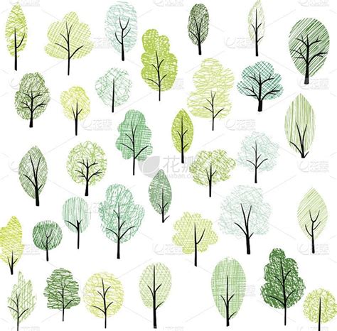 一组不同的树素材 花瓣网