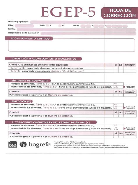 Egep 5 Hoja De Corrección 2 Pdf