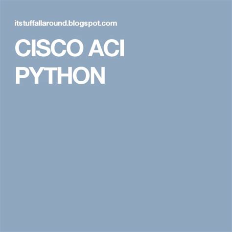 Cisco Aci Python
