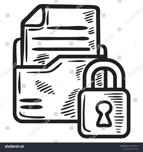 Security Cyber Illustration Colorless Document Lock Stock Vector Royalty Free 2515784517