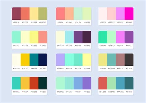 Rgb Hex의 Pantone 컬러 팔레트 카탈로그 샘플 프리미엄 벡터