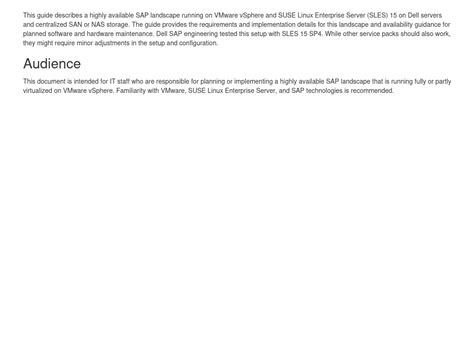 Document Purpose Dell Validated Design For High Availability For Sap With Vmware And Suse On