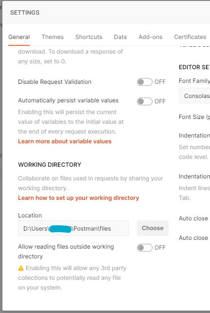 Working Directory Setting Is Ignored · Issue 9510 · Postmanlabs