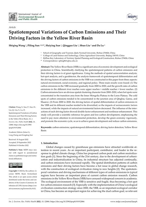 Pdf Spatiotemporal Variations Of Carbon Emissions And Their Driving Factors In The Yellow