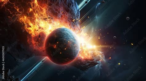 Two Massive Planets Colliding In Space Causing A Massive Explosion Planet In Space Explosion