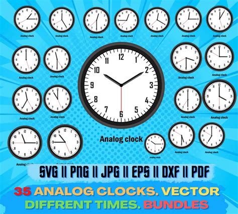 A Bunch Of Clocks With Different Times On Them And The Words Analog