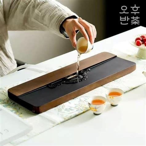 솔리드 블랙 호두나무 다반 차판 차반 차쟁반 티트레이 퇴수기 다기 43cm 59cm 오후반차