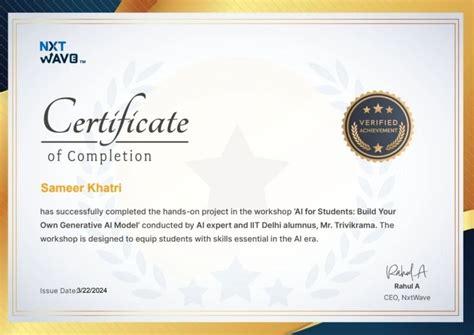 sameer khatri on linkedin i am glad to share my certificate on ai mastery workshop build
