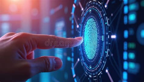 Person Touches Tech Fingerprint Scanner Modern Biometric Authentication Tech Secure Entry Stock