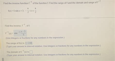 solved find the inverse function f 1 of the function f find the