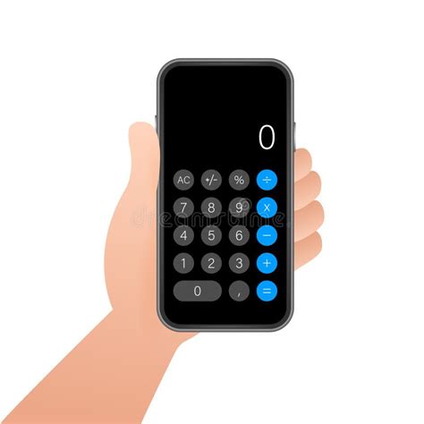 button with black calculator smartphone mobile app interface phone display stock vector