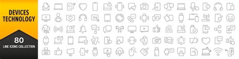 Premium Vector Devices And Technology Line Icons Collection Big Ui