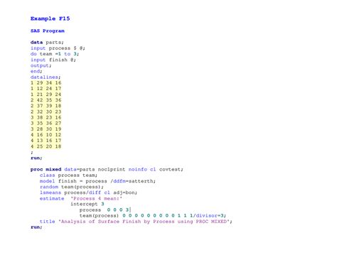 Example F15 Sas Program Proc Mixed Output Stat 479 Docsity