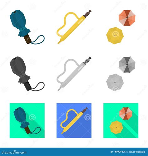 Vector Illustration Of Protection And Closed Symbol Set Of Protection And Rainy Stock Symbol
