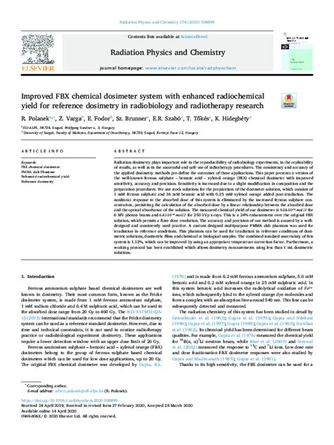 Pdf Improved Fbx Chemical Dosimeter System With Enhanced