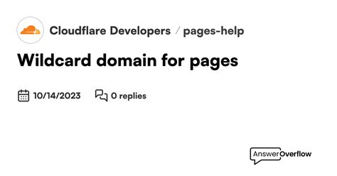 Wildcard Domain For Pages Cloudflare Developers
