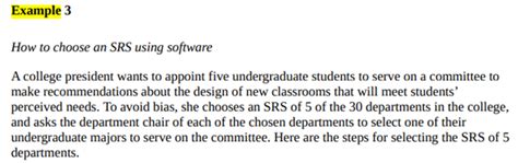 Solved How To Choose An Srs Using A Table Of Random Digits To