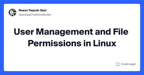 Raees Yaqoob Qazi On Linkedin User Management And File Permissions In Linux