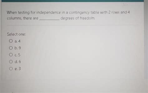Solved When Testing For Independence In A Contingency Table