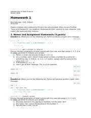 DATA Homework Docx Introduction To Data Science Winter Homework Due Saturday
