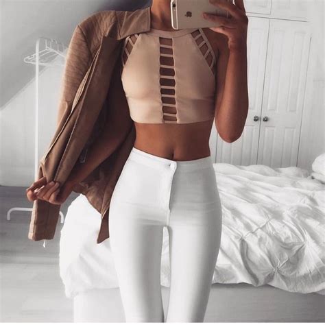 Please Log In White Pants And Crop Top Outfit White Jeans Fashion A