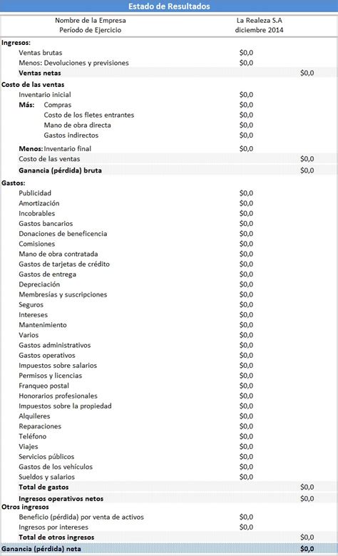 Plantilla Excel De Balance General Y Estado De Resultados Mbtn
