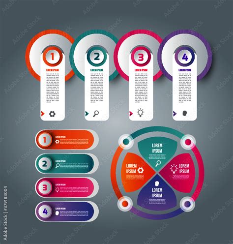 Four Step Vector Infographic For Presentations Workflow Layouts Process Diagrams Flow Charts