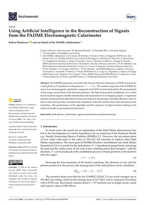 Pdf Using Artificial Intelligence In The Reconstruction Of Signals From The Padme