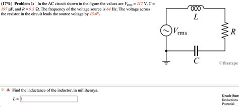 Solved 17 Problem 1 In The Ac Circuit Shown In The