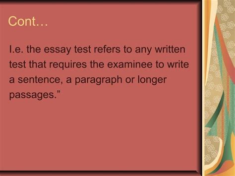 Essay Type Tests Ppt Standardized Testing Educational Assessment