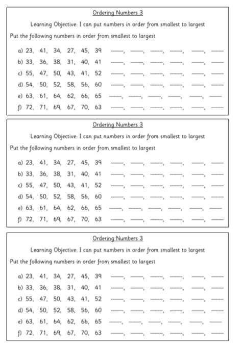 Ordering Numbers From Smallest To Largest Teaching Resources