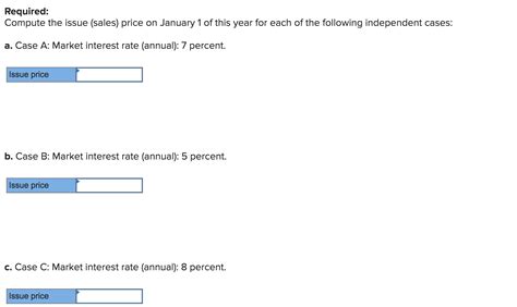 Solved Required Compute The Issue Sales Price On January Chegg Com