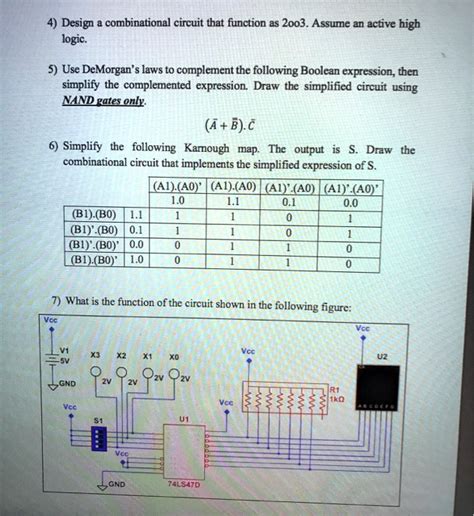 4 Design A Combinational Circuit That Function As 2003 Assume An Active High Logic 5 Use