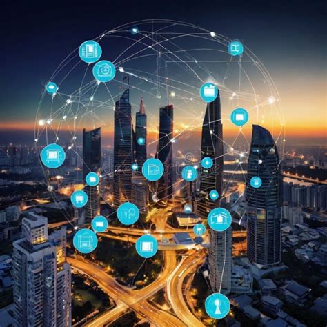 The Abstract Visual Image Wireless Communication Network Smart City And Internet Of Things