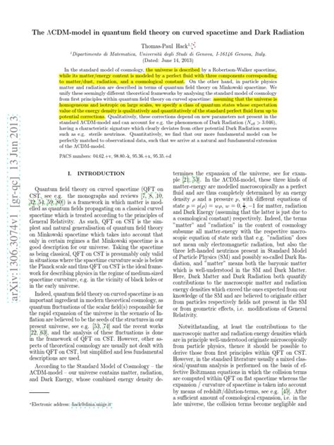 The Lambda Cdm Model In Quantum Field Theory On Curved Spacetime And