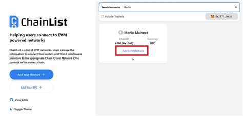 how to add merlin chain to metamask coingecko