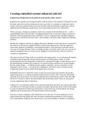 Creating Embedded Systems Enhanced With IoT Docx Creating Embedded Systems Enhanced With IoT