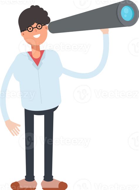 Nerd Boy Character Using Binoculars 49516472 Png