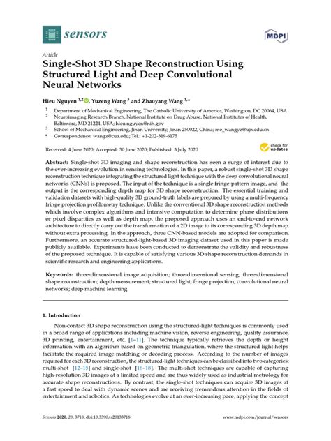 Single Shot 3d Shape Reconstruction Using Structured Light And Deep