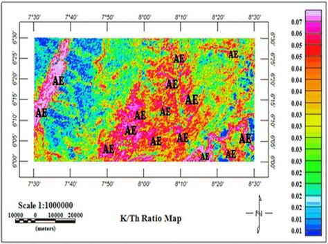 Equivalent Potassiumequivalent Thorium Map Of The Study Area