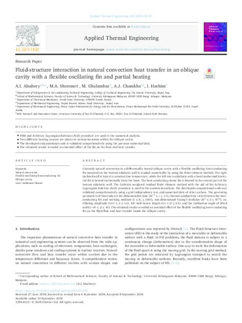 Pdf Fluid Structure Interaction In Natural Convection Heat Transfer