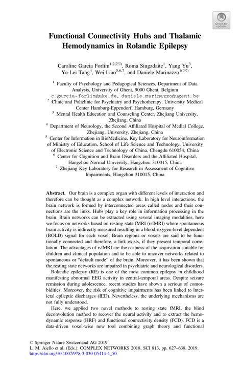 Pdf Functional Connectivity Hubs And Thalamic Hemodynamics In Rolandic Epilepsy Volume 2