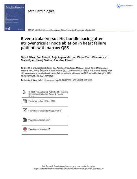 Pdf Biventricular Versus His Bundle Pacing After Atrioventricular Node Ablation In Heart