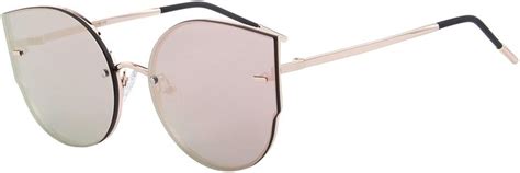 Women Classic Cat Eye Sunglasses Rimless Metal Frame Sun Glasses S8099