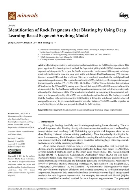 Pdf Identification Of Rock Fragments After Blasting By Using Deep Learning Based Segment