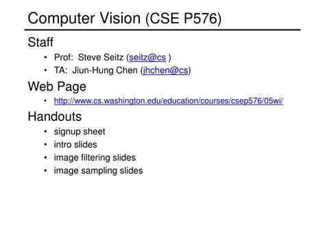 Ppt Computer Vision Cse P576 Powerpoint Presentation Free Download